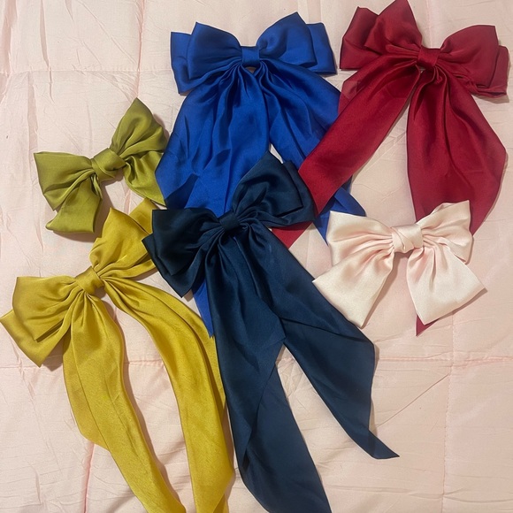 Accessories | Colorful Satin Hair Bows Set | Poshmark